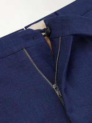 SLOWEAR Straight-leg Pleated Virgin Wool, Silk And Linen-blend Trousers