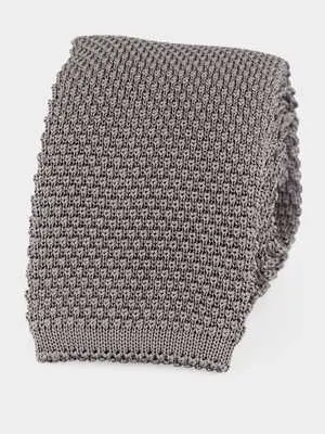 Brunello Cucinelli Silk Knit Tie - Grey