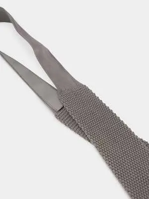Brunello Cucinelli Silk Knit Tie - Grey