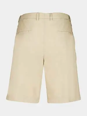 Boglioli Straight Fit Cotton Shorts - Beige