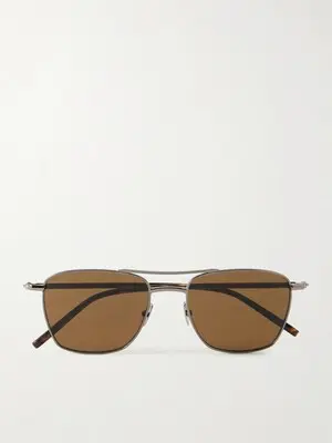 Saint Laurent Squared-frame Metal Sunglasses - Tortoiseshell