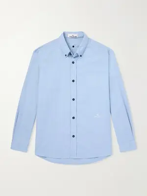 Stone Island Button-down Collar Logo-embroidered Organic Cotton-tela Shirt
