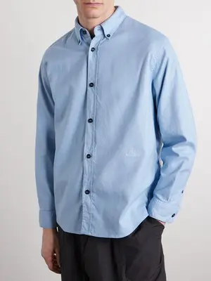 Stone Island Button-down Collar Logo-embroidered Organic Cotton-tela Shirt