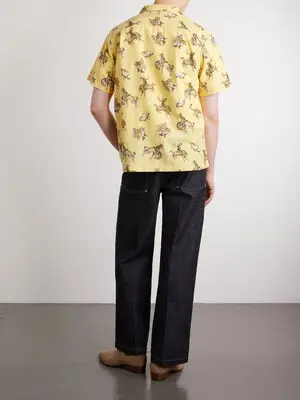 Ralph Lauren Convertible-collar Printed Linen And Cotton-blend Shirt
