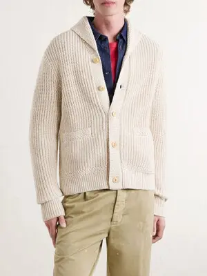 Ralph Lauren Shawl-collar Cotton And Linen-blend Cardigan