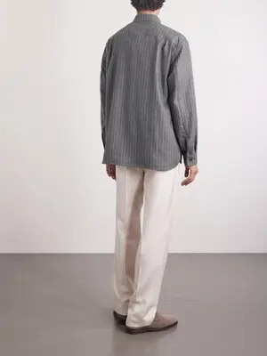 Ralph Lauren Purple Label Pinstriped Super 150s Wool-flannel Shirt - Gray
