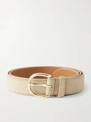 MORJAS Suede Belt With Gold-tone Buckle - Neutrals