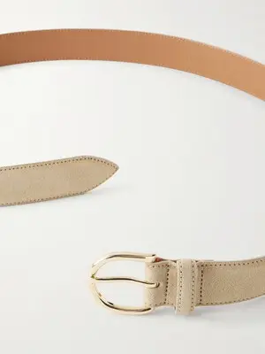 MORJAS Suede Belt With Gold-tone Buckle - Neutrals
