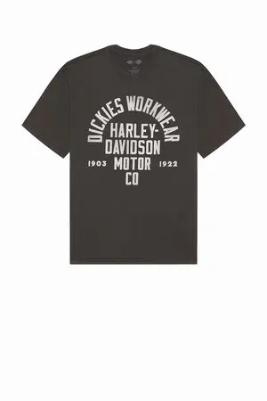Dickies X Harley Davidson Short Sleeve Tee In Charcoal - Black