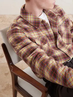 GOD'S TRUE CASHMERE Saffron Checked Cashmere Shirt
