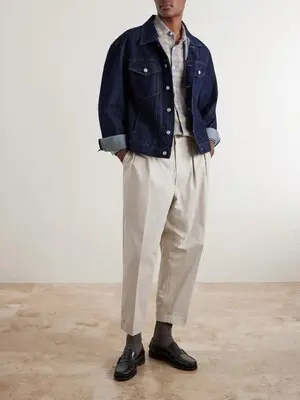 BEAMS Two-pleat Tapered Cotton-blend Twill Trousers