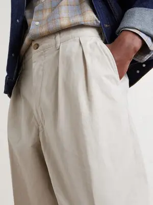 BEAMS Two-pleat Tapered Cotton-blend Twill Trousers