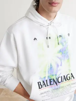 Balenciaga Oversized Printed Cotton-jersey Hoodie