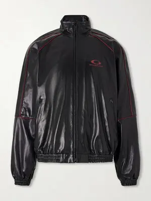 Balenciaga Logo-embossed Leather Jacket - Black