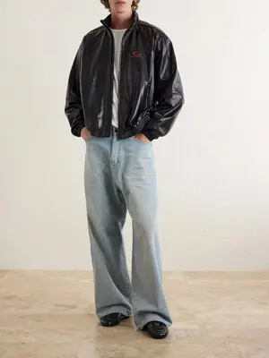Balenciaga Logo-embossed Leather Jacket