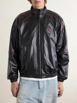 Balenciaga Logo-embossed Leather Jacket