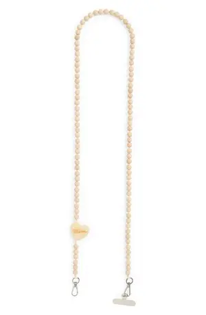 SOLAR ECLIPSE Mama Heart Beaded Crossbody Phone Strap - Cream