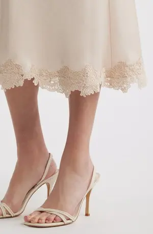 Kobi Halperin Lace Detail Satin Slip Skirt - Antique
