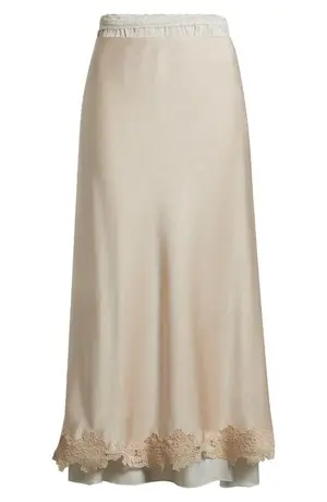 Kobi Halperin Lace Detail Satin Slip Skirt - Antique