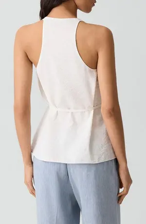 Theory Belted Sleeveless Silk-blend Top - Ivory