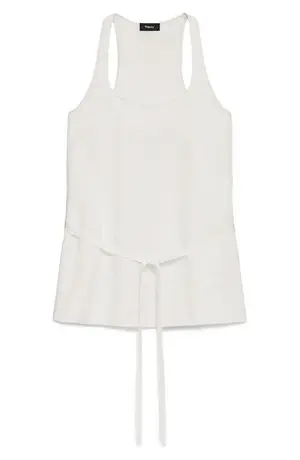 Theory Belted Sleeveless Silk-blend Top - Ivory