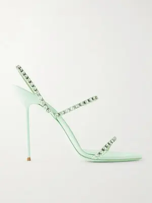 Paris Texas Lidia 105 Crystal-embellished Crepe Slingback Sandals - Mint