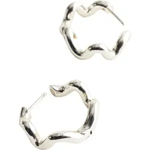 Madewell Demi-fine Wavy Double Hoop Huggie Earrings - Warm Silver