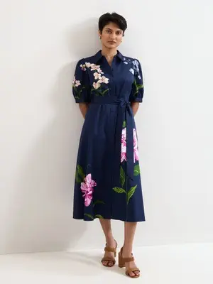 PHASE EIGHT Kerrie Floral Shirt Dress - Navy