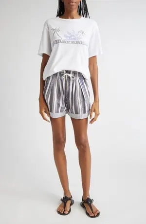 Isabel Marant Nirma Stripe Shorts - Ecru/blue