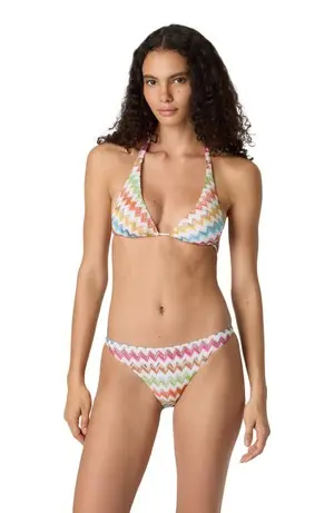 Missoni Bikini In Lamé Viscose With Micro Zigzag Pattern - White & Multicoloured