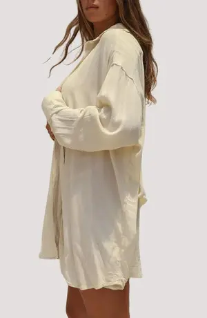 STONE FOX SWIM Mimi Relaxed Fit Button-up Cover-up Shirtdress - Summer Sand