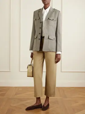 NILI LOTAN Hazel Houndstooth Wool Jacket - Brown