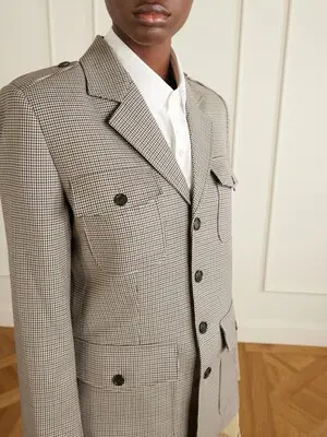 NILI LOTAN Hazel Houndstooth Wool Jacket - Brown