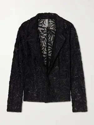Norma Kamali Embroidered Mesh Evening Jacket