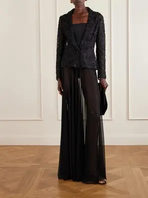 Norma Kamali Embroidered Mesh Evening Jacket