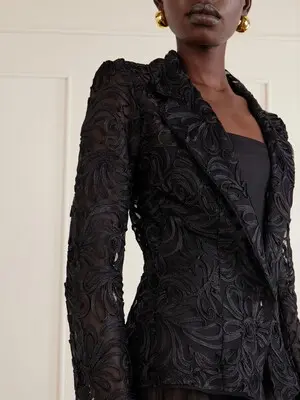 Norma Kamali Embroidered Mesh Evening Jacket