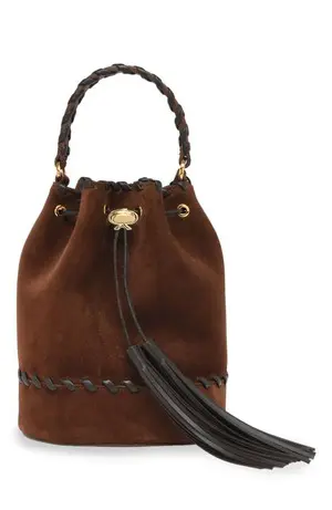 GIANVITO ROSSI Sienna Zaira Crossbody Bucket Bag - Brown Suede
