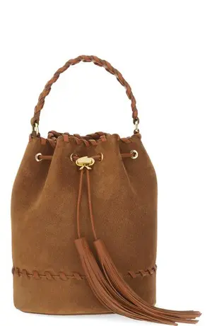 GIANVITO ROSSI Sienna Zaira Crossbody Bucket Bag - Light Brown Suede