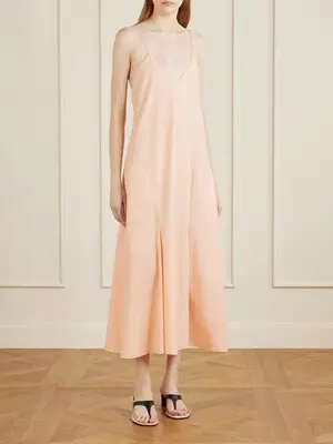 Khaite Paneled Cotton-poplin Midi Dress - Orange