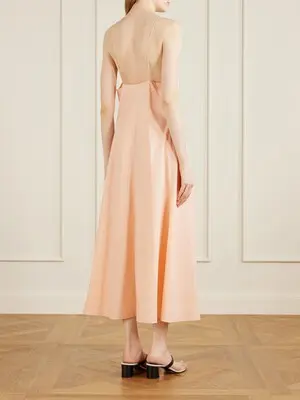 Khaite Paneled Cotton-poplin Midi Dress - Orange