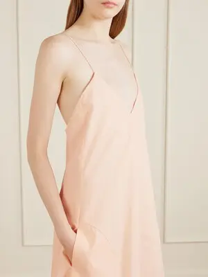 Khaite Paneled Cotton-poplin Midi Dress - Orange