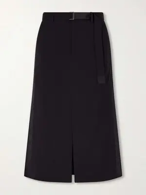 Sacai Suiting Paneled Wool Midi Skirt