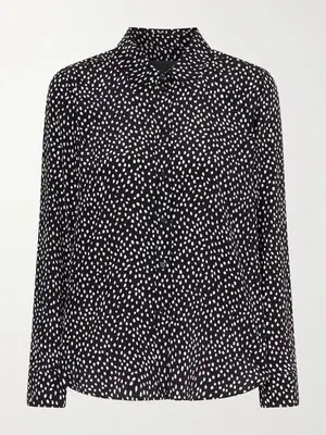 NILI LOTAN Gaia Silk Crepe De Chine Shirt - Black