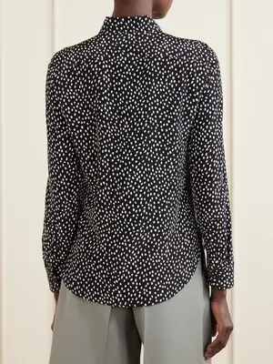 NILI LOTAN Gaia Silk Crepe De Chine Shirt - Black