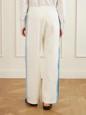 Marni Striped Cotton Wide-leg Trousers - White