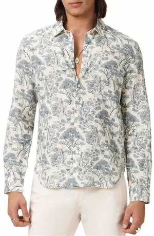 John Varvatos Ross Slim Fit Linen Button-up Shirt