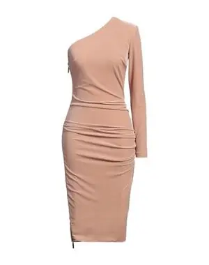 Elisabetta Franchi Midi One-shoulder Gathered Dress - Blush