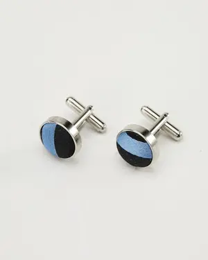 KNOTTERY & CO Skyline Striped Silk Cufflinks
