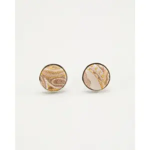 KNOTTERY & CO Paisley Silk Cufflinks - Latte