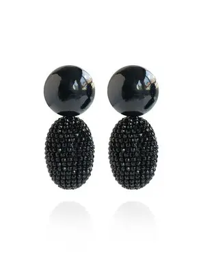 SAULE LABEL Selena Clip-On Earrings Onyx Nightfall